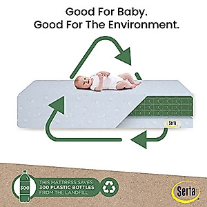 Delta Children Heartland 4-in-1 Convertible Crib Infant Changing Table with Pad + Serta Perfect Start Crib Mattress, Grey