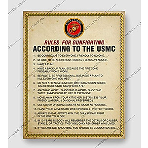 "Rules for Gunfighting According to the USMC"-U.S. Marine Corps Wall Art- 8 x 10" Distressed Patriotic Print-Ready to Frame. Home-Office-Military Decor. Perfect Gift for All Marines! Semper Fi!