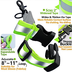 High Visibility Glove Clips - 2" W Adjustable Glove Clips for work Glove Holder Clip Firefighter Glove Strap w/Reflective Tape Glove Clips for Construction & Firefighter Gear Firefighter Accessories