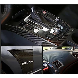 Carbon Fiber Vinyl Wrap 10ft x 1ft Self Adhesive Film, Black Vinyl Wrap Bubble Free with Air Release Technology, Perfect for Cars DIY Exterior Interior Protection (Black Carbon Fiber, 10ft x 1ft)