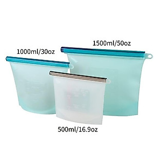 Eco-Friendly Reusable Silicone Food Bags (Set of 3) – BPA Free, Leakproof, Freezer & Microwave Safe, Dishwasher Safe, Multipurpose Storage for Snacks, Meals, and Organizing