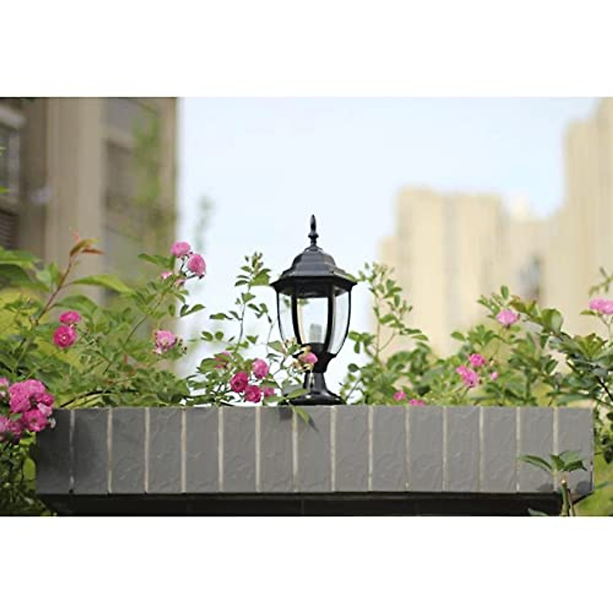 JSBDPHW Retro Style E27 Pillar Lamp Outdoor Waterproof Post Light Glass Lampshade Villa Courtyard Fence Column Light Lawn Lamp Base Landscape Light