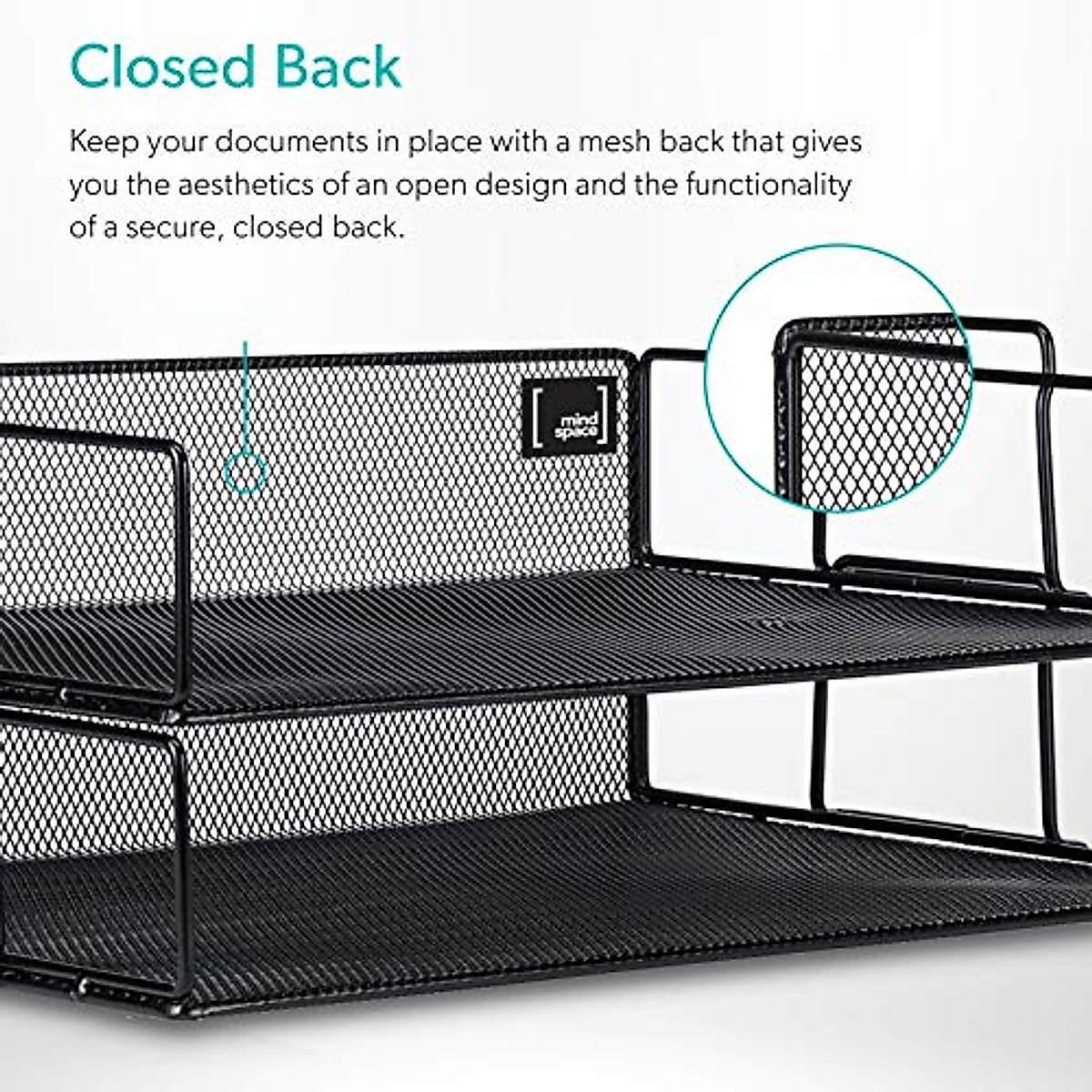Mindspace 2 Tier Stackable Letter Tray Desk Organizer | Stackable Paper Tray Organizer | The Mesh Collection, Black