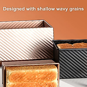 VTOSEN Bread Baking Pan - Non Stick Bread Bakeware Mold with Wavy Grain Vent for Homemade Bread - Perfect Bread Loaf Pan for Bakery Kitchen(Black)