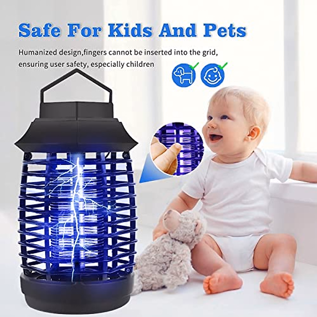 Michael Doss Bug Zapper Indoor & Outdoor, Mosquito Electric,Indoor Plug in,Effective Killer Trap Lamp,Fly for Home,Garden,Backyard, Black1, (M1)