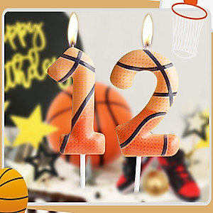 Zi Lan Basketball 13th Birthday Candle Brown Basketball Themed Cake Candles Happy Birthday Party Cake Topper for Boy Girl Kid Sport Theme Party Decorations Celebration Supplies
