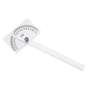 Starrett Steel Protractor with Double Graduations - Ideal for Setting Bevels, Transfer Angles, Small Squaring - 6" (150mm) Blade Length, 0-180 Range, Rectangular Head - C183