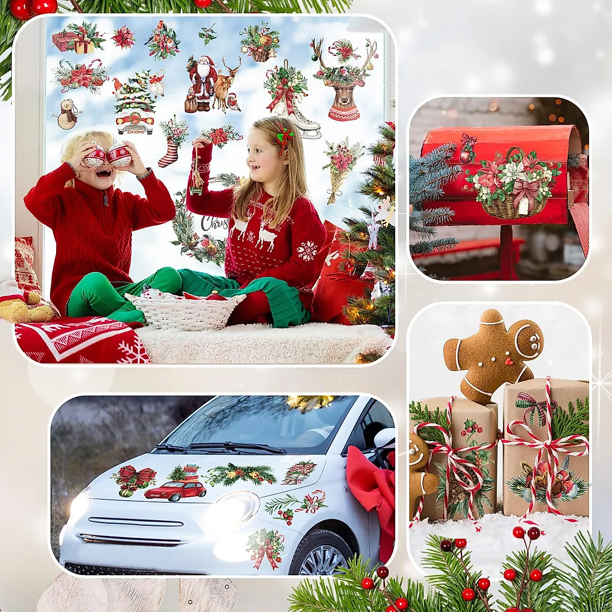 SATINIOR 16 Sheets Christmas Rub on Transfers for Crafts and Furniture Xmas Santa Snowman Reindeer Stickers Rub on Decals for Scrapbook DIY Wood Fabric Journal Dairy Envelope Crafts, 5.9 x 5.9 Inch