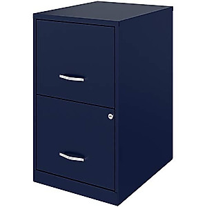 Hirsh Industries Space Solutions 18in 2 Drawer Metal File Cabinet Navy, Letter Size, Fully Assembled
