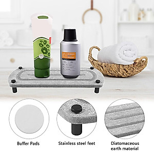 Bathroom Counter Tray, Sink Caddy Stone, 2 Pcs Stone Tray Instant Dry Sink Tray, Bathroom Sink Caddy Strong Water Absorption Sink Caddy, Kitchen Sink Accessories for Bathroom Kitchen(Gray+White)