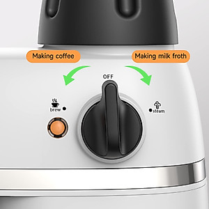 SOWTECH Espresso Coffee Machine Cappuccino Latte Maker 3.5 Bar 1-4 Cup with Steam Milk Frother White, CM5409-UL