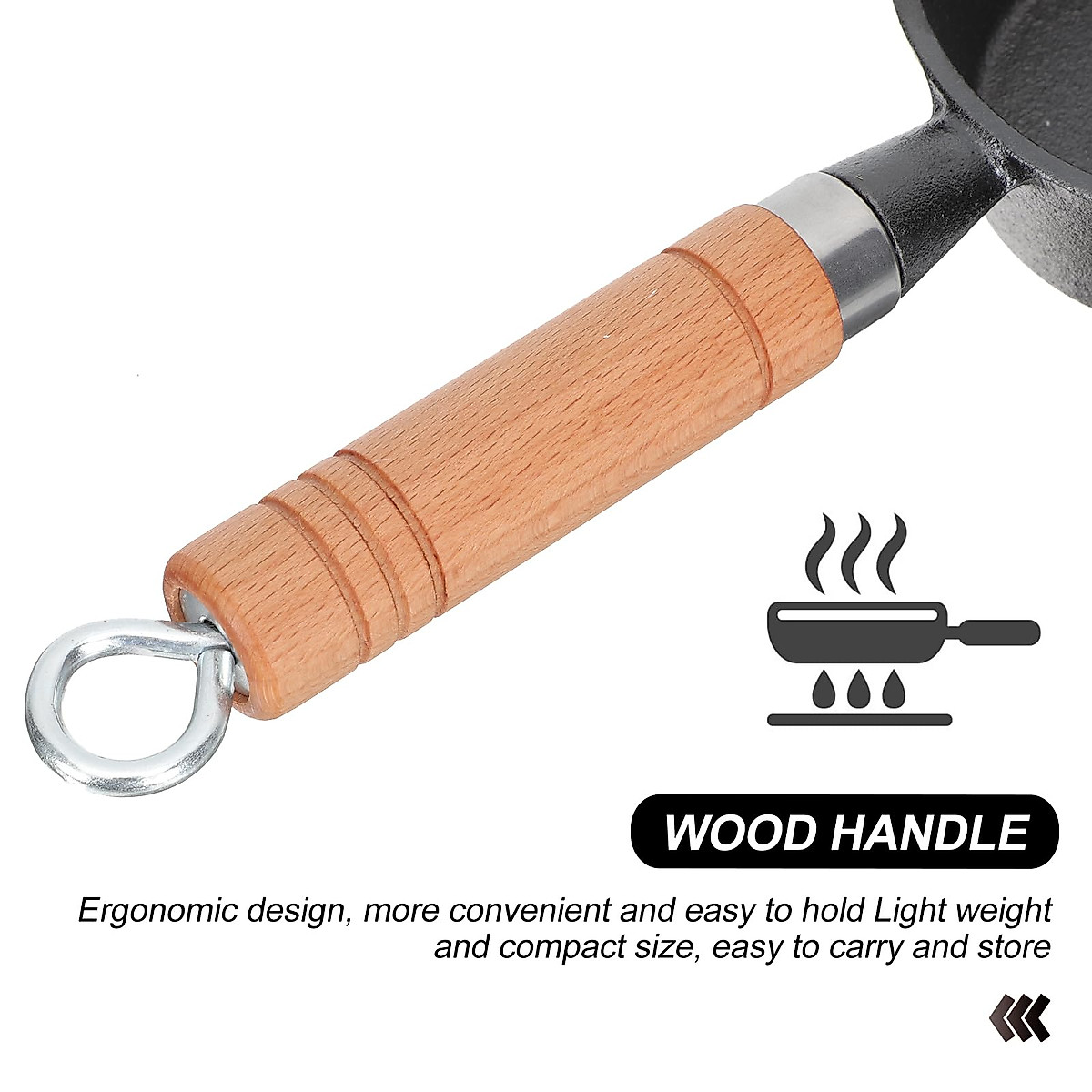 Tofficu Hot Oil Pan Non Stick Small Cast Iron Pot Butter Warmer Pot Mini Cast Iron Skillet Small Oil Heating Pan Melting Pot Ceramic Nonstick Pan Oil Heating Pot Enamel Small Eggs Wooden