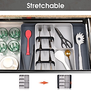 BRAQ Expandable Cutlery Organizer in Drawer, Flatware Drawer Tray for Kitchen Silverware, Flatware and Utensil Storage, Perfect Size:15.35"*11.02"-19.29"*2.16"
