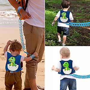 Accmor Toddler Leash Harness, Cute Dinosaur Child Harness Baby Leashes + Anti-Lost Wrist Link, Kids Harness Walking Assistant Strap Belt Tether for 1-4 Years Boys Girls to Travel & Outdoor (Dark Blue)