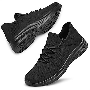 vibdiv Mens Non Slip Walking Sneakers Shoes - Lightweight Breathable Casual Mesh Slip on Running Shoes Comfortable for Men (AllBlack, Adult, Men, Numeric_10, Numeric, us_Footwear_Size_System, Medium)
