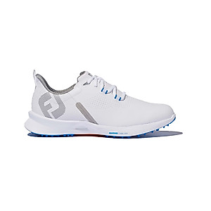 FootJoy Men's FJ Fuel Golf Shoe, White/White/Blue Jay, 12