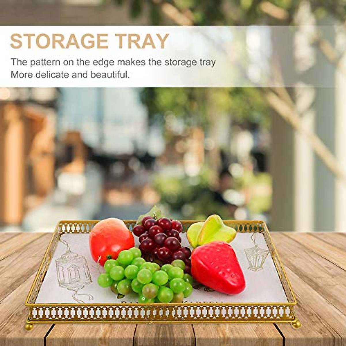 VALICLUD Golden Coffee Tea Serving Tray Eid Ramadan Food Tray Muslim Islam Mubarak Snake Plate Mubarak Dessert Plate Ramadan Mubarak Eid Decor Tray for Home Party Food Serving Dish