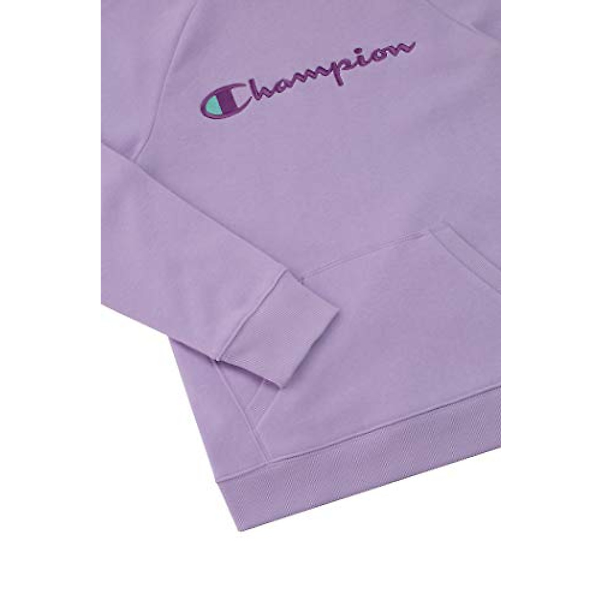 Champion Girl's Embroidered Raglan Hoodie (Big Kids) Lilac Wash MD (10-12 Big Kid)