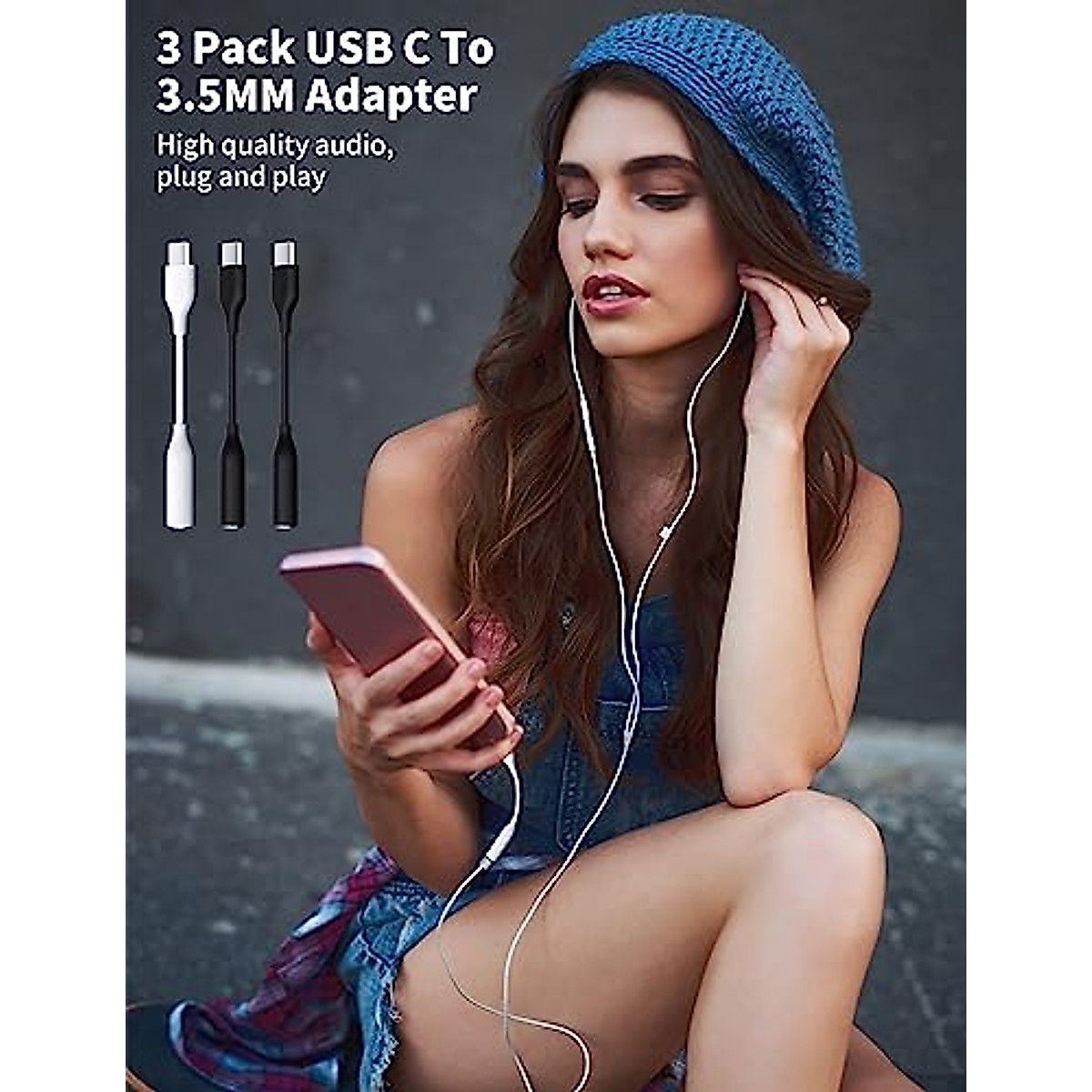 ACAGET USB C to 3.5mm Audio Adapter, 3 Pack USB Type C to AUX Dongle Cable 3.5mm Headphone Jack Converter for Samsung Galaxy A54 A53 S23 FE S22 S21 Ultra USB C Earbuds Adapter for iPhone 15 Pro Max