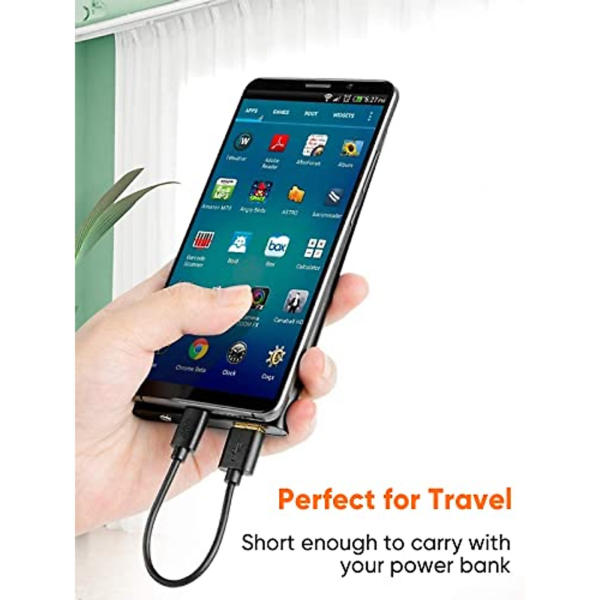 CableCreation Short USB to USB C 0.5FT USB A to USB C 3A Fast Charging Cable 480Mbps for Power Bank Galaxy S23 S23+ S22 S21 S20/MacBook, Pixel, 15cm Black