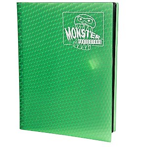 Monster 9 Pocket Trading Card Binder -Holofoil Green Album, Anti-Theft & Anti-Drop TCG Protection w Side Loading Padded Pockets, Double Sided, Holds 360 Cards, For Sports, Gaming, Kpop, Christmas Gift