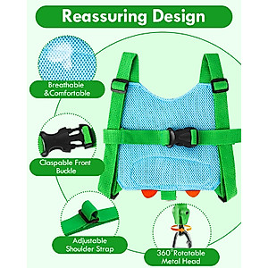 Lehoo Castle Toddler Leash for Boys, 4-in-1 Toddler Harness with Leash with Anti Lost Wrist Link for Kids, Baby Leash for Walking, Kids Leash Backpack (Dinosaur Blue)