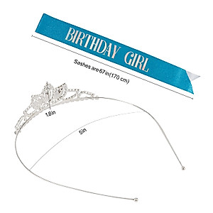 COCIDE Birthday Princess Sashes and Tiaras for Girls Birthday Pink Crowns and Tiaras for Women Birthday Party Accessories Kit Happy Birthday Decorations Set Glitter Sash Crystal Rhinestone