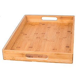 BirdRock Home 2pc Bamboo Serving Trays Set with Handles - Wood - Food - Breakfast Tray - Party Platter - Nesting - Kitchen and Dining