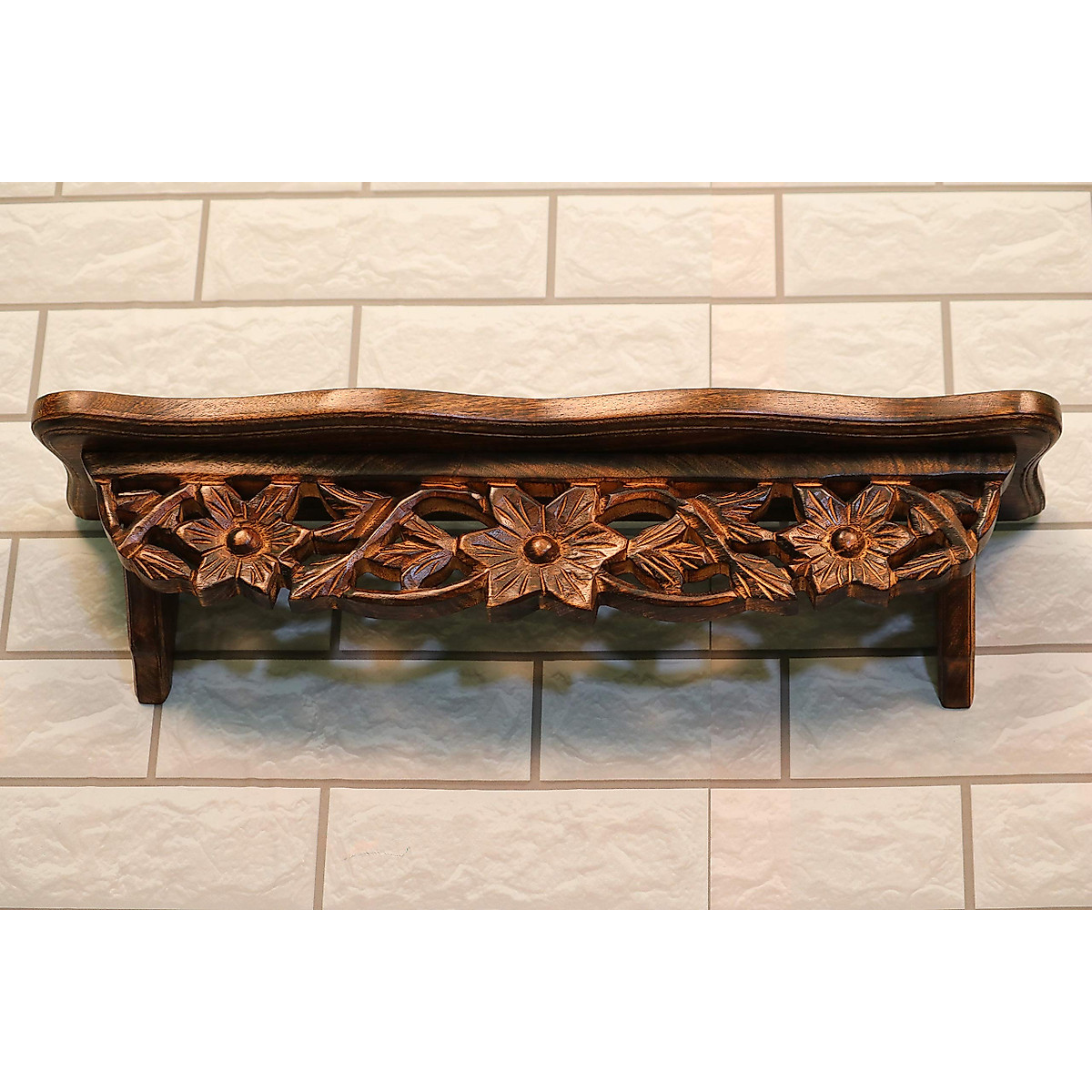 Worthy Shoppee Hand Carved Wall Decor Shelf for Living Room Home Office Drawing Room