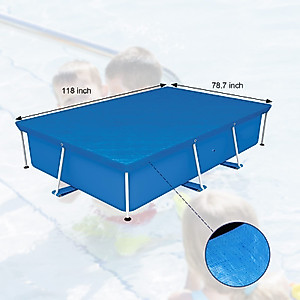 Merkaunis Rectangle Pool Cover 118 x 79 in Inflatable Pool Cover Rectangular Inflatable Swimming Pool Cover Dust Proof Rain Proof Pool Cover for Outdoor Paddling Family Pool Cover