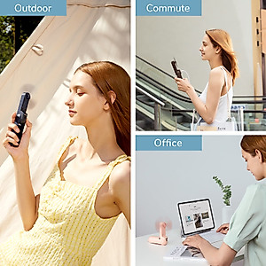 JISULIFE Handheld Mini Fan, 3 IN 1 USB Rechargeable Portable Fan [12-19 Working Hours] with Power Bank, Flashlight, Pocket Design for Travel/Summer/Concerts/Lash, Gifts for Women (Dark Blue)