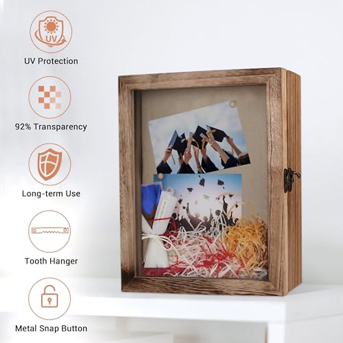 ASmileIndeep Shadow Box Frame 11x14 with Linen Back, Shadow Boxes Display Cases with Solid Wood Frame and Shatterproof Glass, Memory Display Case of Flower, Pictures, Awards Medals