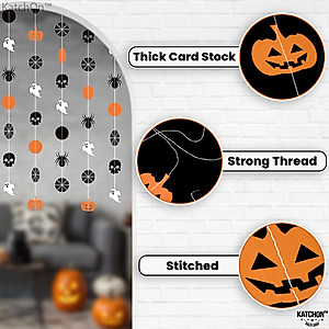 KatchOn, Orange and Black Halloween Garland - 6.5 Feet, 8 String | Halloween Pumpkin Garland, Halloween Decorations | Skull Garland Halloween | Halloween Hanging Garland, Halloween Party Decorations