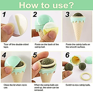 HYH Catnip Balls for Cats Wall, Self-Adhesive Magic Catnip Rollerball Wall Mounted Catnip Balls, Healthy Edible Cat Mint Chew Toy for Cleaning Teeth/Playing/Relieve Anxiety/Removal Hairball