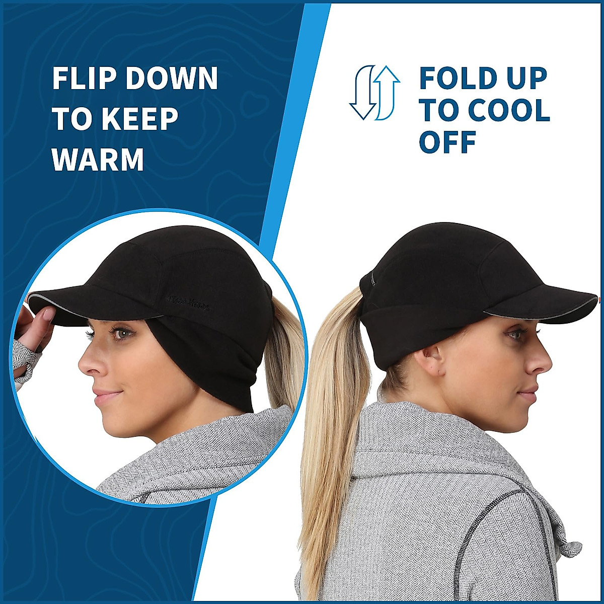 TrailHeads Women's Trailblazer Adventure Ponytail Cap, Black, One Size