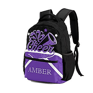 SunFancyCustom Star Cheerleaders Cheer Purple Backpack Personalized Daypack Laptop Travel Hiking Bag with Name