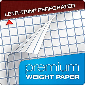 TOPS Docket Gold Graph Pads, 8-1/2" x 11-3/4", 4 x 4 Graph with Narrow Rule Back, Burgundy Cover, 80 Sheets (63752),White