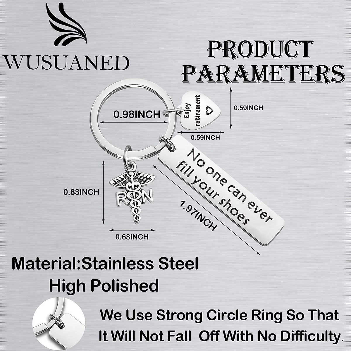 WUSUANED Registered Nurse Retirement Keychain Nurses Week Gifts No One Can Ever Fill Your Shoes Nursing Graduation Gift for Nurse Practitioner 2023