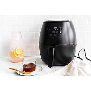 CHEFMAN Small Air Fryer Healthy Cooking, 3.6 Qt, User Friendly, Nonstick, Digital Touch Screen, Dishwasher Safe Basket, w/ 60 Minute Timer & Auto Shutoff, Matte Black, Cookbook Included