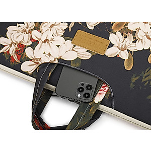 DACHEE Black Peony Patten Waterproof Laptop Shoulder Messenger Bag Case Sleeve for 14 Inch 15 Inch Laptop Case Laptop Briefcase 15.6 Inch