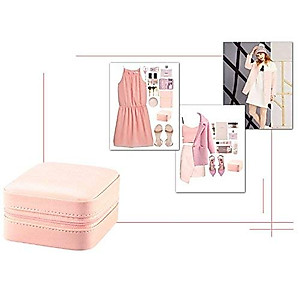 Vlando Macaron Small Jewelry Box, Travel Storage Case for Rings and Earrings - Pink