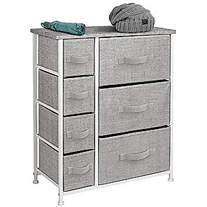 Sorbus Dresser with Drawers - Furniture Storage Tower Unit for Bedroom, Hallway, Closet, Office Organization - Steel Frame, Wood Top, Easy Pull Fabric Bins (Gray)