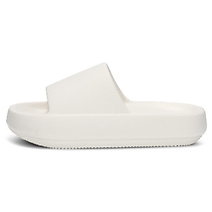 Dirk Slides for Women and Men Sandals Pillow Slippers Shower shoes Cushioned Cloud Slides,White,8 Women/6 Men