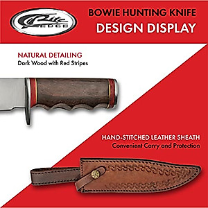 SZCO Supplies 12” Stainless Steel Wood Handle Bowie Hunting Knife W/Sheath