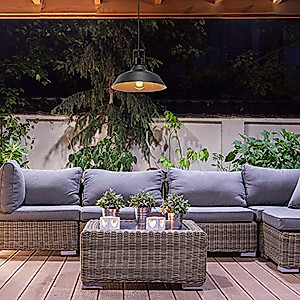 Globe Electric 44476 1-Light Outdoor Indoor Pendant Lighting, Matte Black, Textured Socket, Outdoor Lighting Modern, Outdoor Light Fixture, Porch Light, Kitchen Island, Pendant Light Fixture