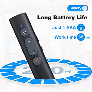 USB-A/USB-C Presentation Clicker for PowerPoint Presentations Pointer, Wireless Presenter Remote, Google Slide Advancer Projector Smart Board Slideshow PPT Clicker for Mac/Laptop/Computer/Office