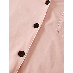 LYANER Women's Cotton Pajamas Set Button Short Sleeve Shirt with Shorts Set PJs Loungewear Light Pink Medium