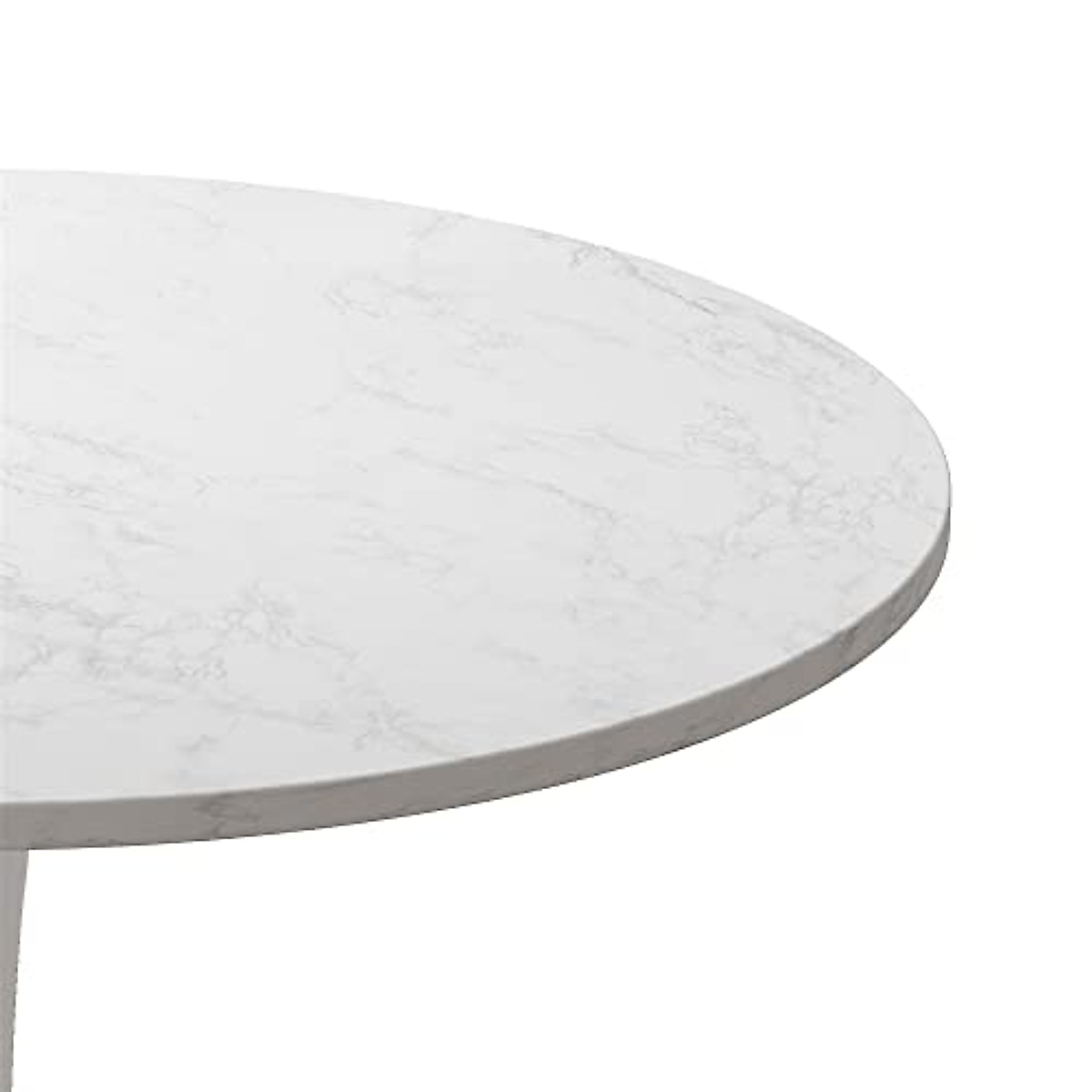 DKLGG 32" Modern Round Dining Table with Printed Marble Table Top, Metal Base Pedestal Table Tulip Table Kitchen Table for 2-4 Person for Small Space Home, End Table Leisure Coffee Table, Marble