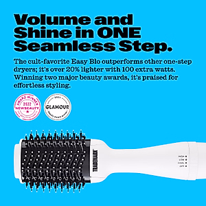 Trademark Beauty Hair Dryer Brush in One, Blow Dryer Brush, Wet and Dry Hair, Anti-Frizz Ions, Smooths, Ceramic, Creates Volume, All Hair Types - White