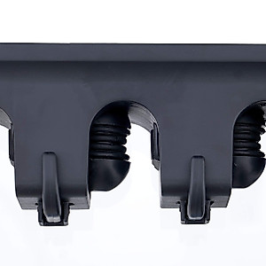 Superio Mop and Broom Holder Wall Mount (Black) Cleaning Tools Wall Organizer, 5 Rack Slots and 6 Hooks for Kitchen Closet Garage Garden and Office